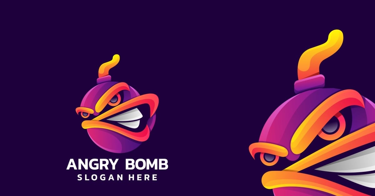 Angry Bomb Gradient Logo Style #241426 - TemplateMonster