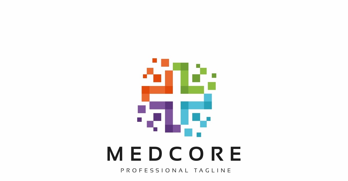 Medcore Cross Colorful Logo Template - TemplateMonster