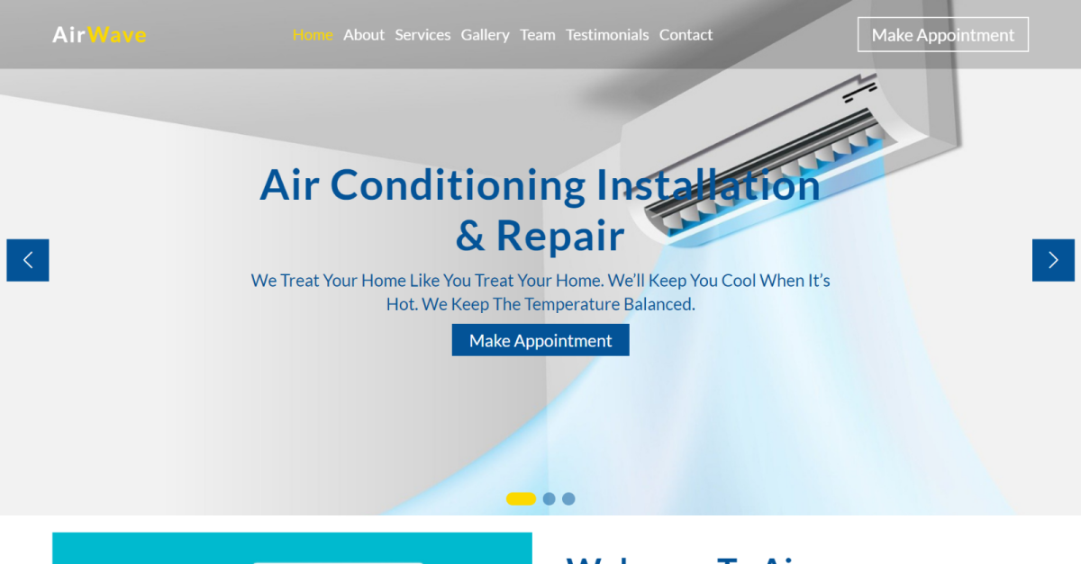 Airwave Air Conditioning And Heating Html Landing Page Template