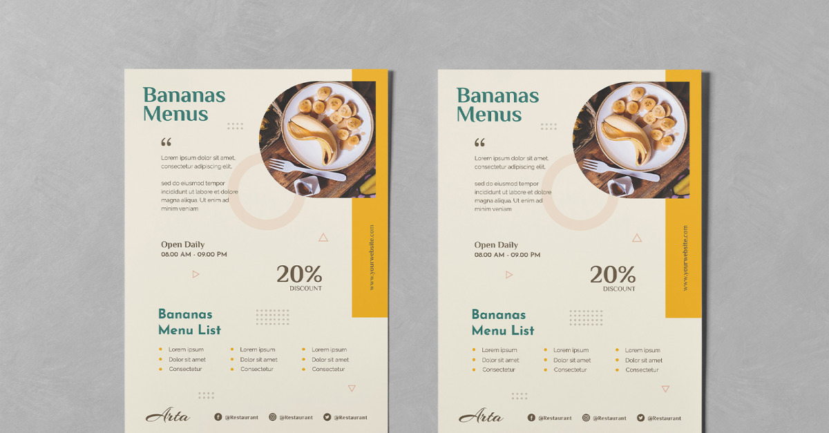 Bananas Food Menu Flyer Templates #243768 - TemplateMonster