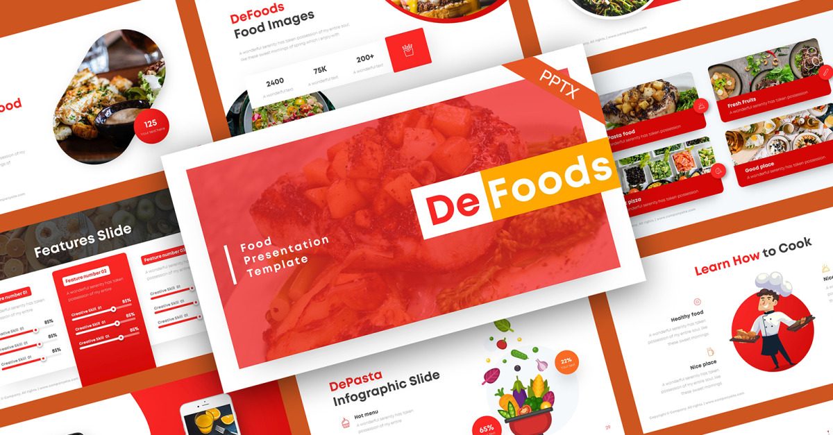 Modèle PowerPoint de nourriture moderne de DeFoods