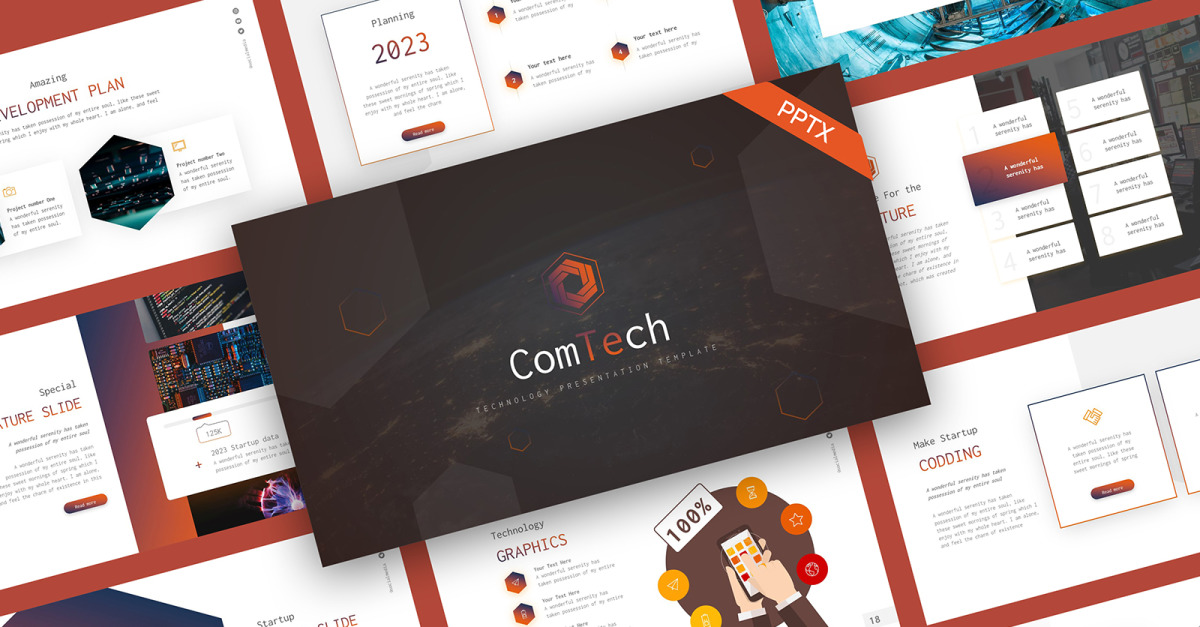 Modelo de PowerPoint Moderno ComTech Technology