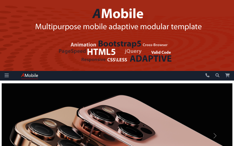 AMobile - multipurpose mobile adaptive modular html template