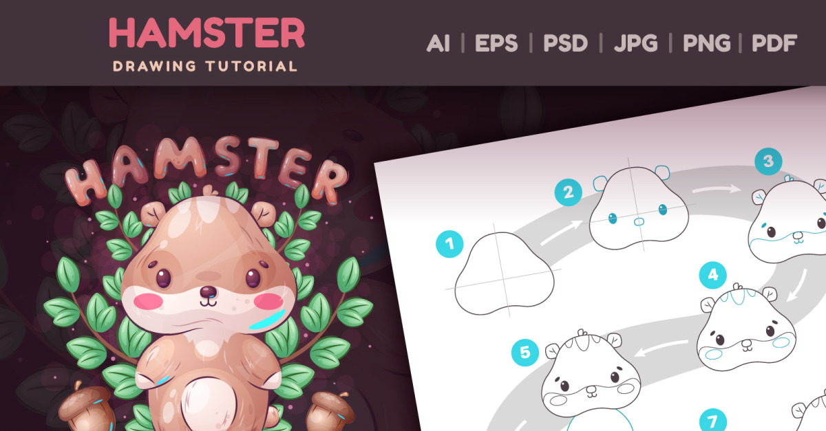 How to Draw Hamster Step by Step Drawing lesson, Graphics Illustration
