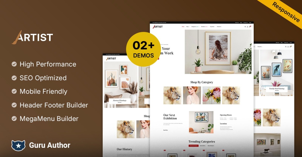 Artist - Art and Gallery Multipurpose Responsive Elementor WooCommerce Theme