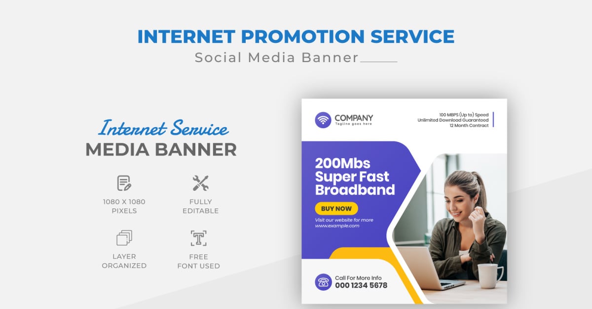 Creative Internet Promotional Service Instagram Post Banner Template