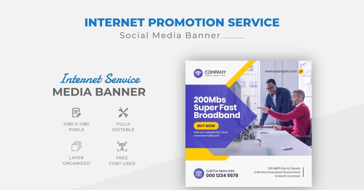 Internet Service Provider Instagram Post Social Banner Template