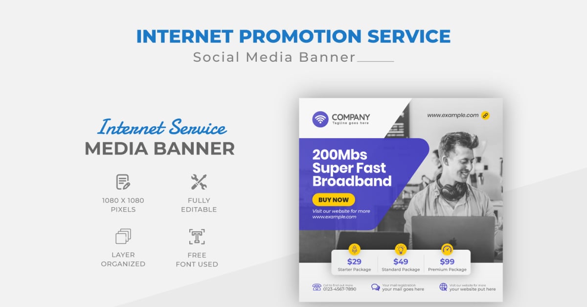 Modern Broadband Internet Social Media Post Design Template