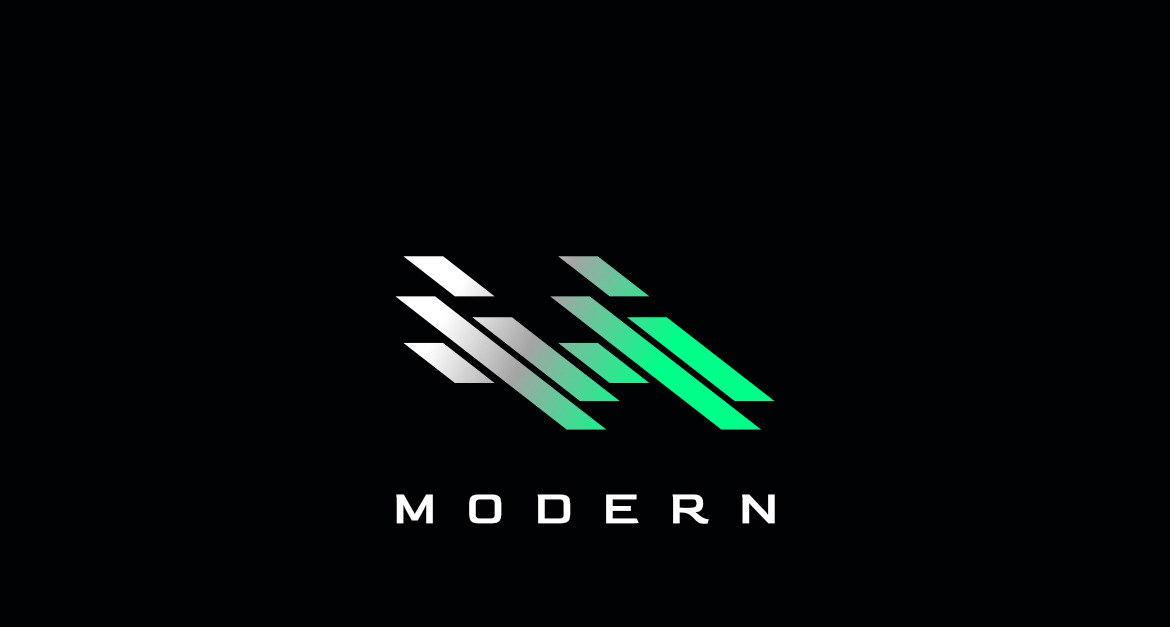 Dynamic Tech Letter M Gradient Green Logo - TemplateMonster