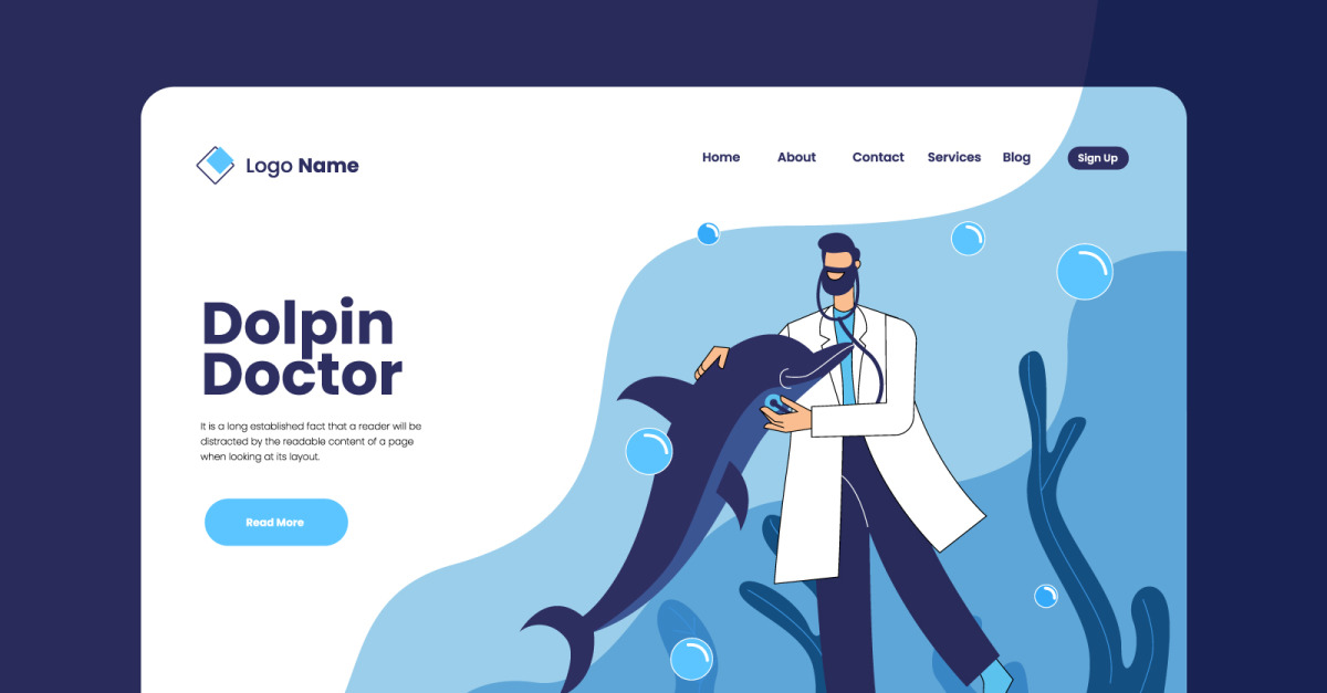 Doctor With Dolphin Free Vector Illustration Concept, Doctor With ...