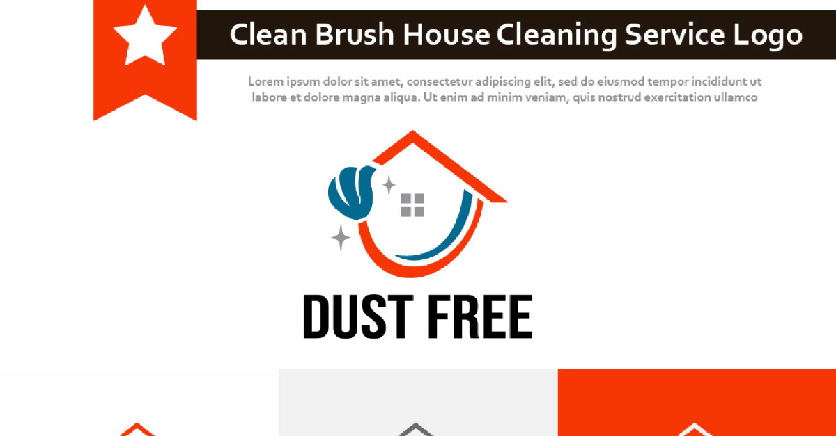 Clean Brush Broom House Cleaning Service Abstract Logo