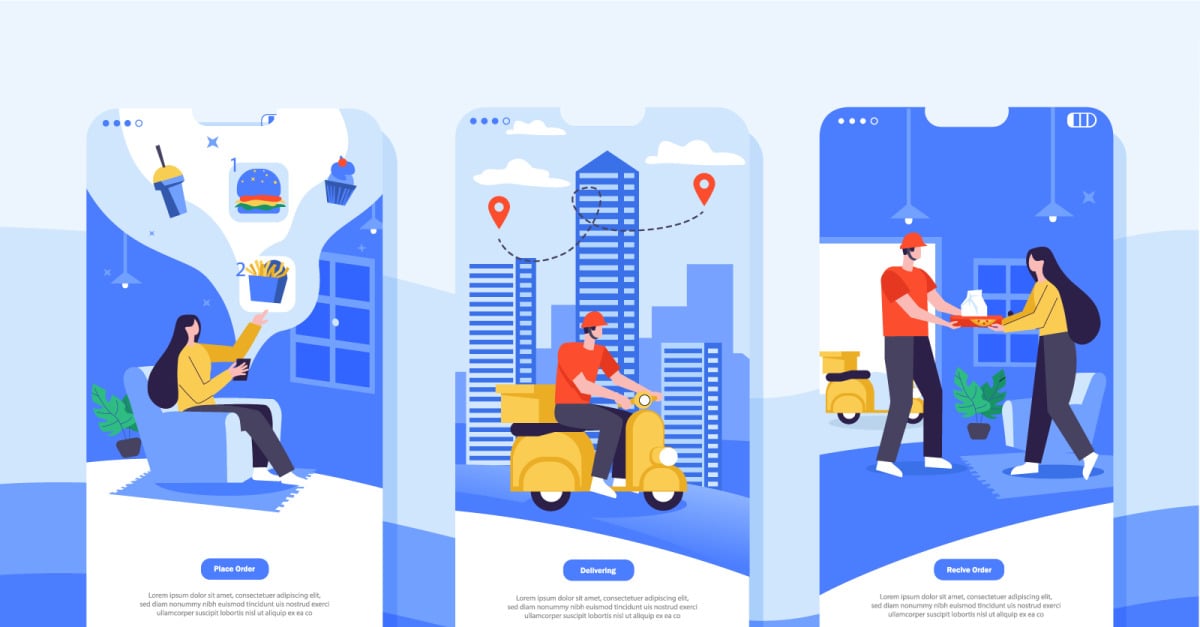 Food Delivery Apps Design Free Illustration Concept Vector