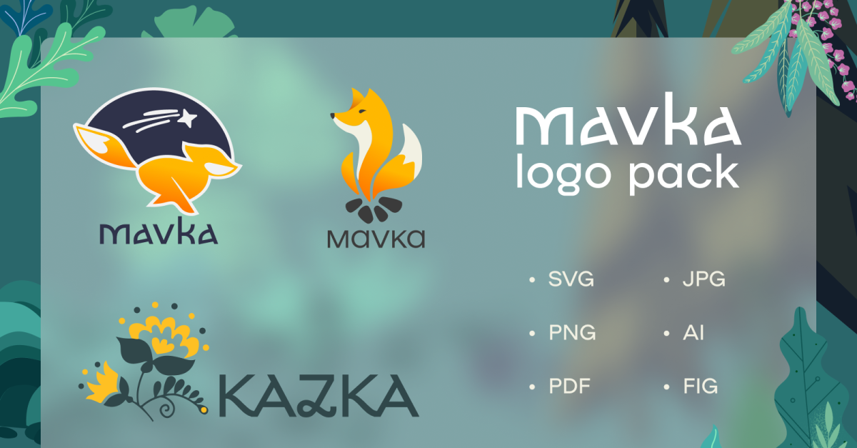 Mavka — Pacchetto logo Minimal Fairy Fox, Stars & Flowers