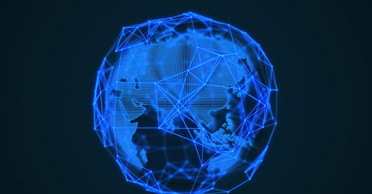 3D Globe Rotating Technology Earth with Network Connection 4k.mp4