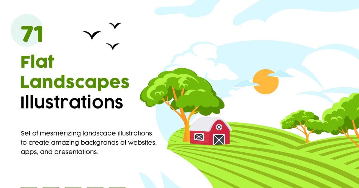 71 Flat Landscape Illustrations #247325 - TemplateMonster