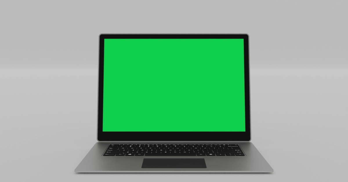 Modern Slim Laptop Opening And Turning ON Green Screen 4k.mp4