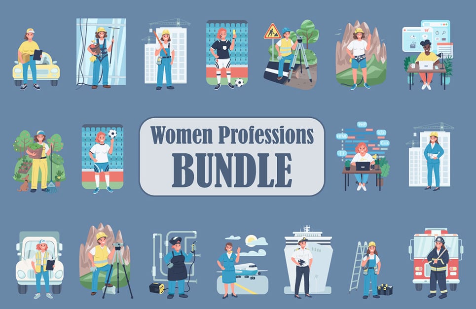 Paquete de ilustración de profesiones de mujeres