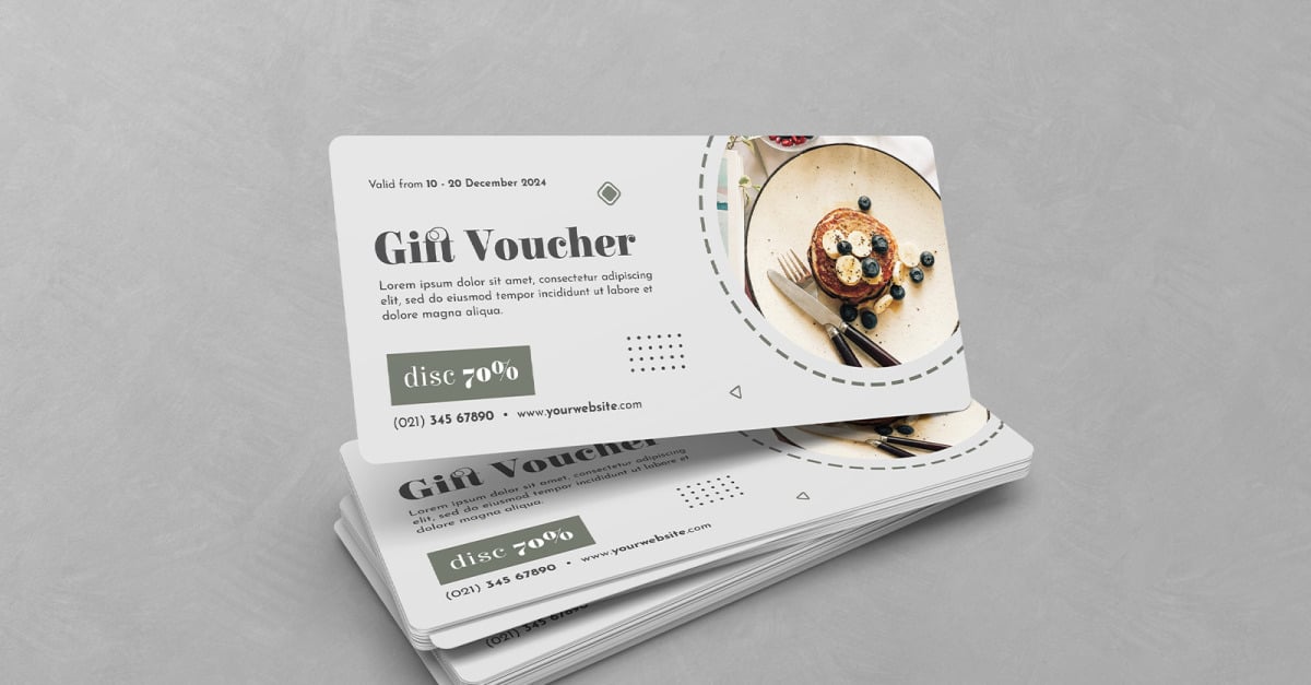 Clean Design Food Gift Voucher PSD Templates