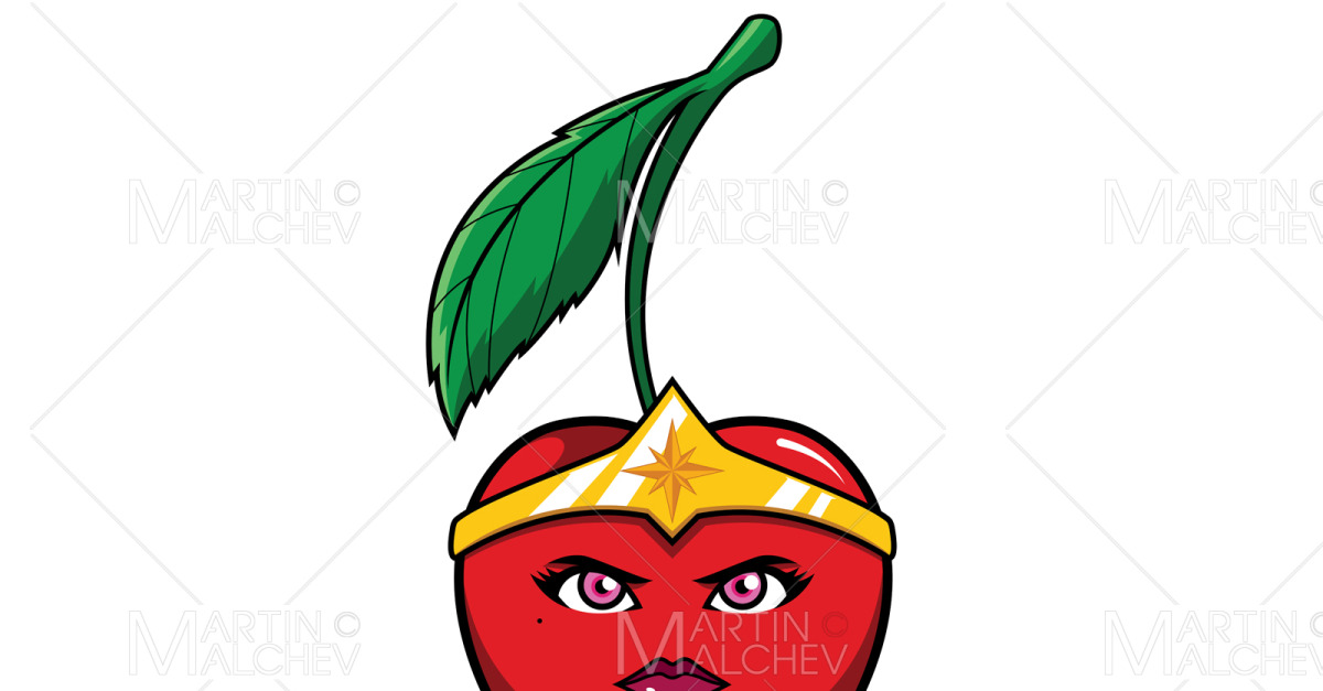 Cherry Superhero Mascot Vector Illustration - TemplateMonster