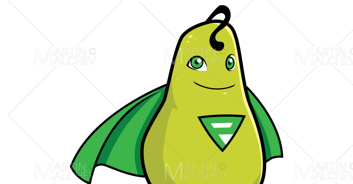 Pear Superhero Mascot Vector Illustration - TemplateMonster