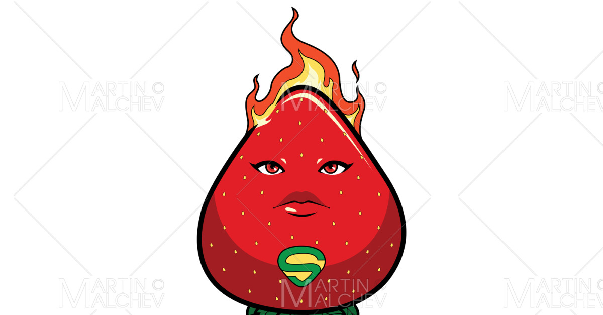 Strawberry Superhero Mascot Vector Illustration