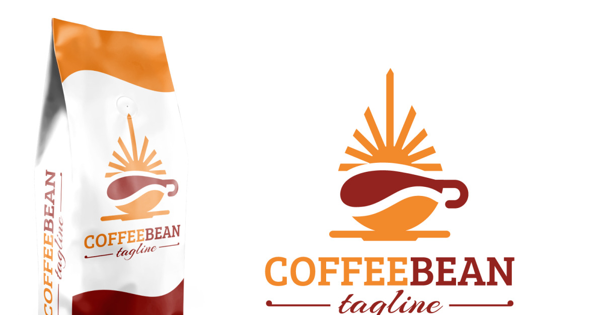 Good Morning Sun Drop Coffee Bean Logo Design