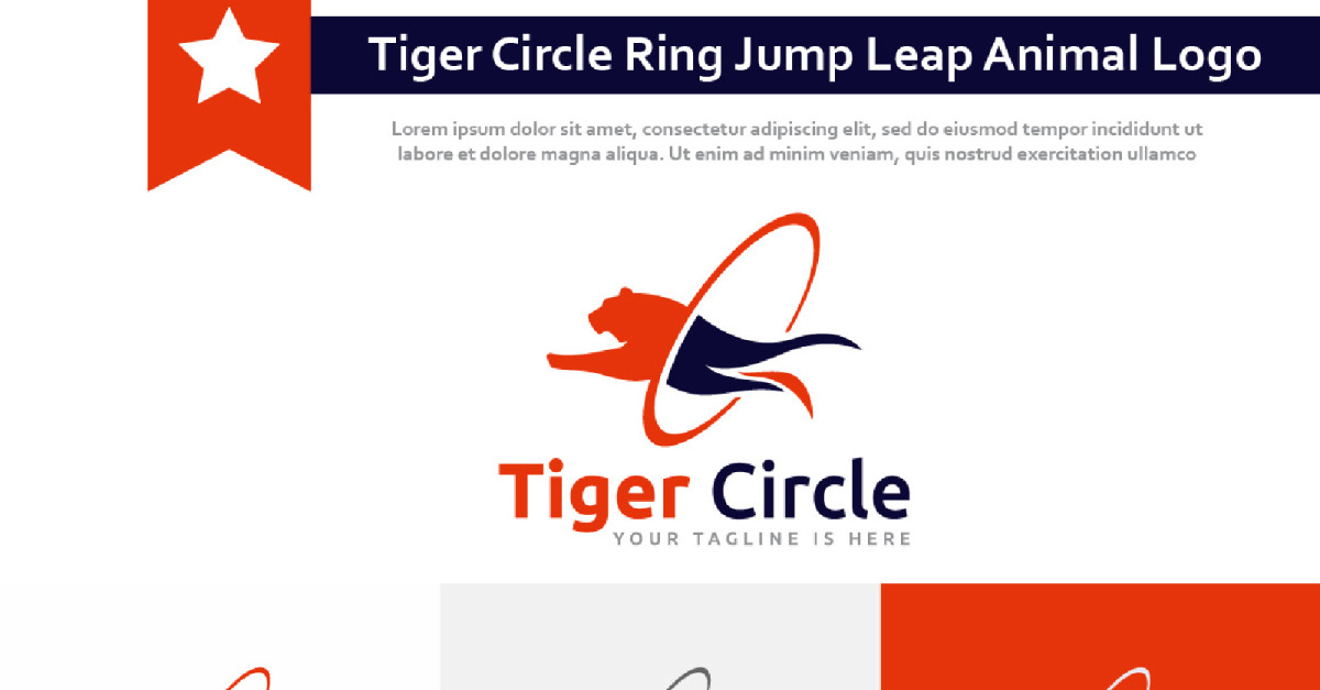 Tiger Circle Ring Jump Leap Wild Animal Abstract Logo