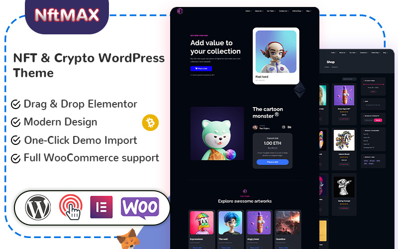 Nftmax - NFT y tema criptográfico de WordPress