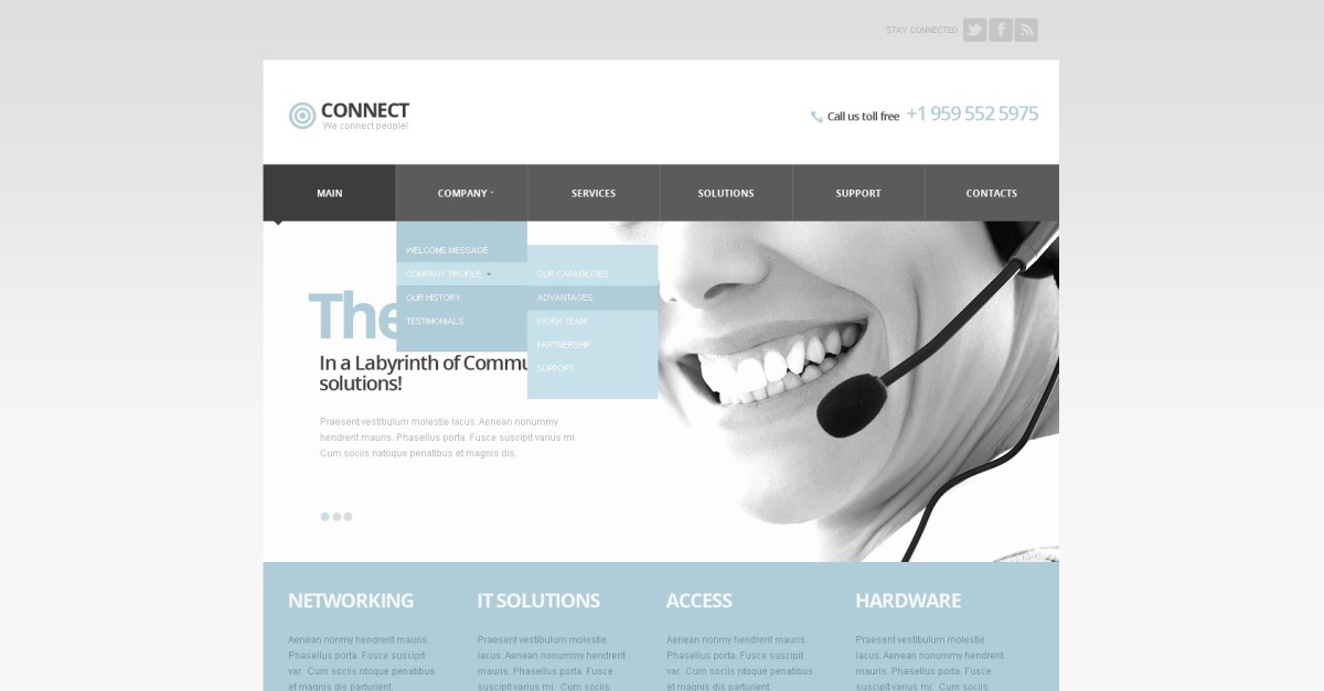 Free Communications Website Template - TemplateMonster