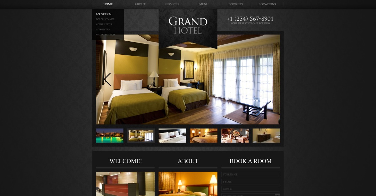 Free Hotels Website Design Template #248459 - TemplateMonster