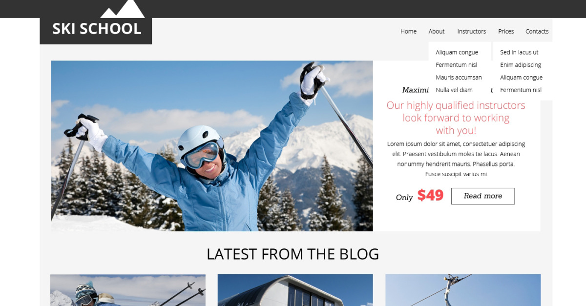 Free Skiing Responsive Website Template - TemplateMonster