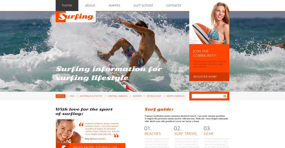 Free Surfing Responsive Website Template - TemplateMonster