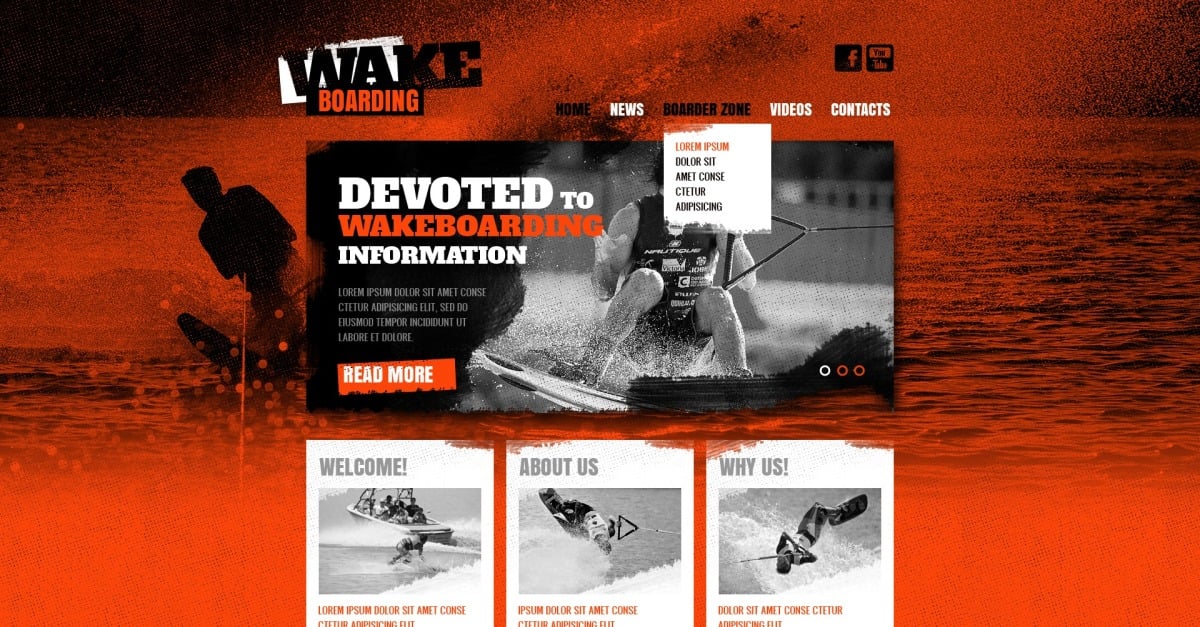 Free Wakeboarding Website Template #248688 - TemplateMonster