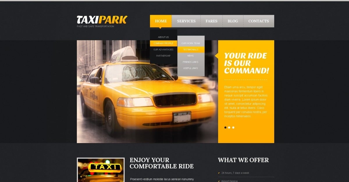 Free Taxi Services Website Theme #248741 - TemplateMonster