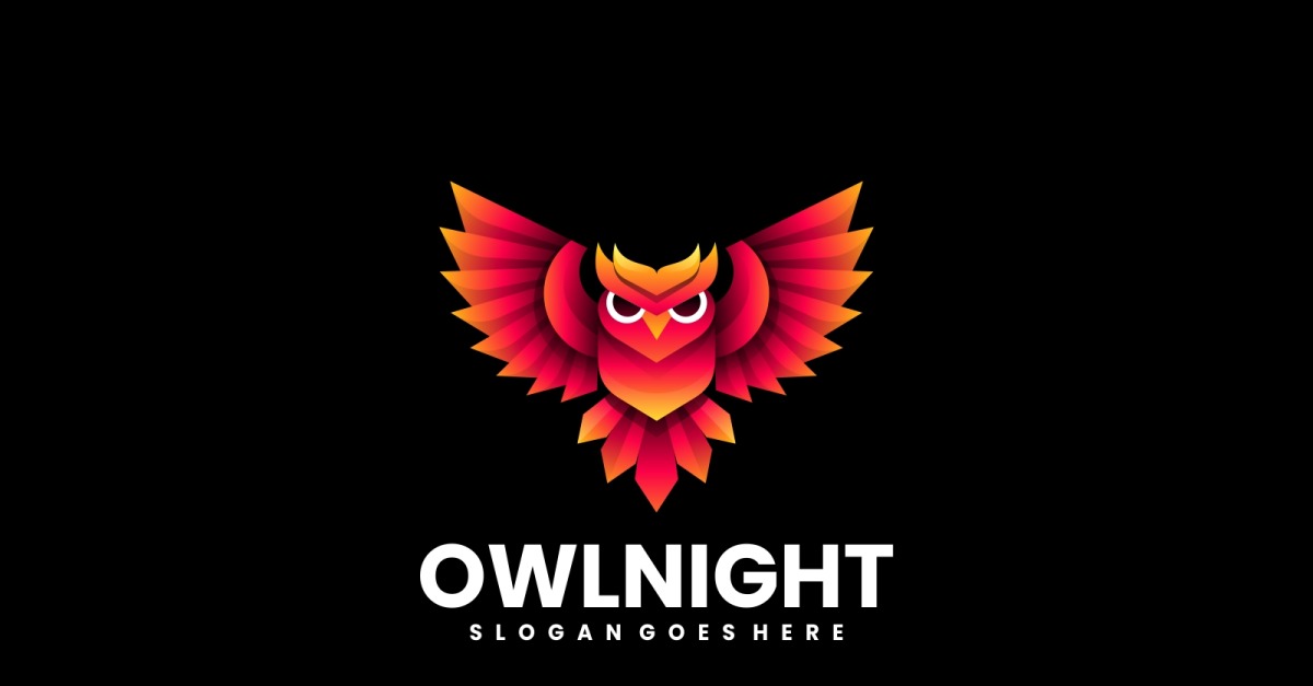 Baykuş Gece Degrade Renkli Logo Tarzı - TemplateMonster