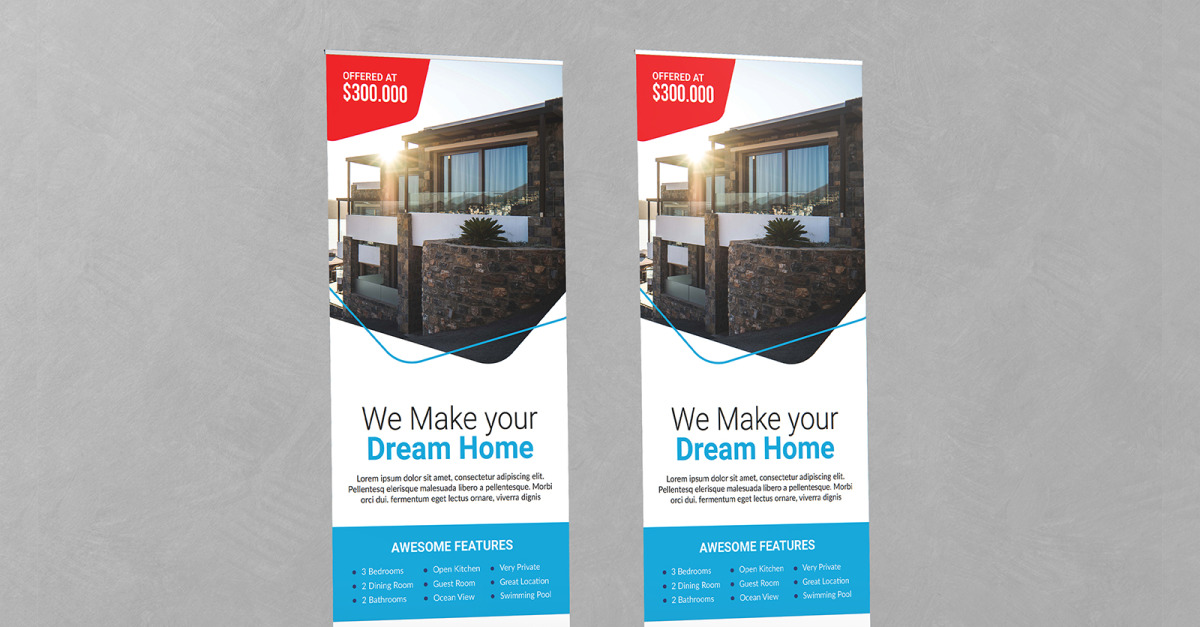Creative Real Estate Roll Up Banner Design PSD Templates