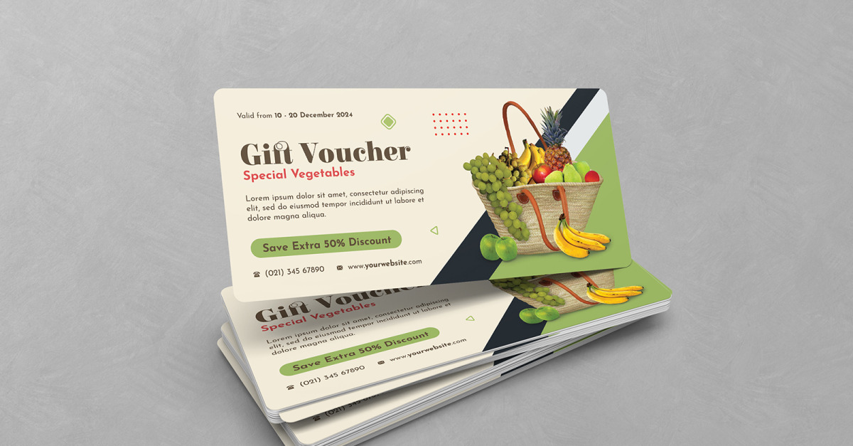 Vegetables Food Gift Voucher PSD Templates - TemplateMonster