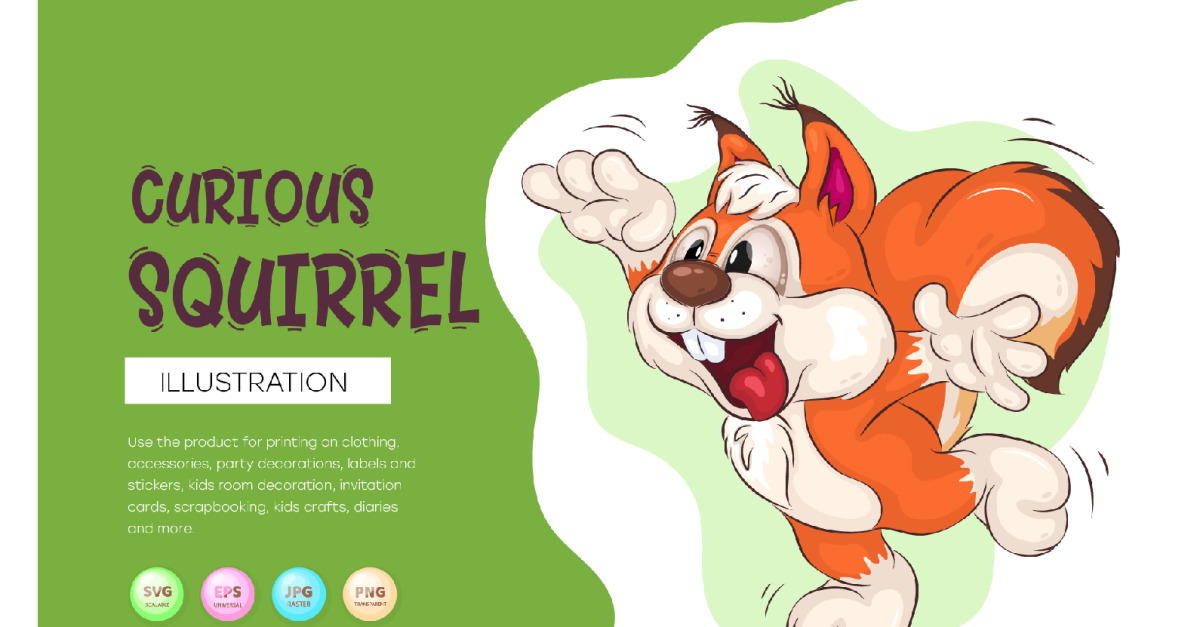 Curious Cartoon Squirrel. Clipart. Vector - TemplateMonster
