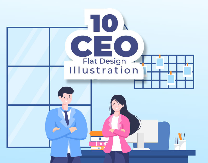 10 CEO Businessman Cartoon Illustration - TemplateMonster