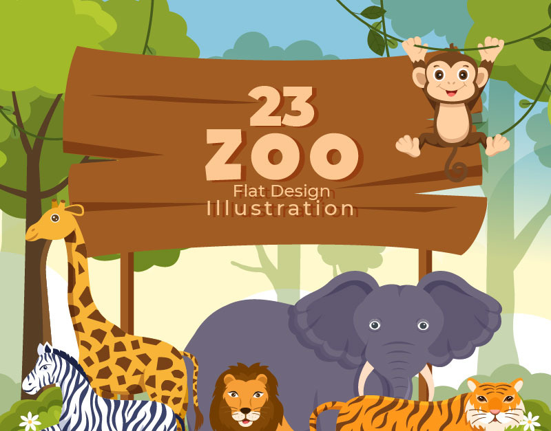 23 Dierentuin Cartoon Illustratie #249827 - TemplateMonster