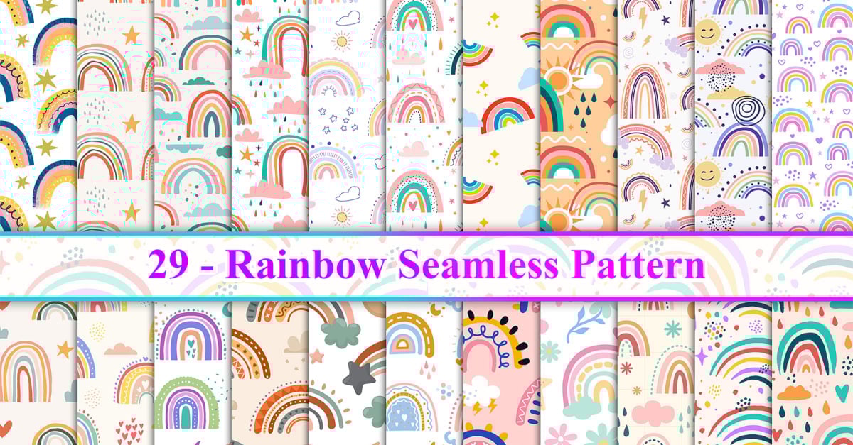 Rainbow Seamless Pattern, Rainbow Pattern - TemplateMonster