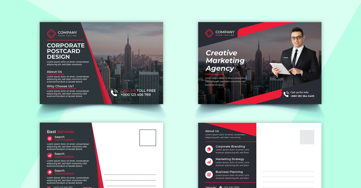 Corporate Business Postcard Template Simple Design and Vector ...