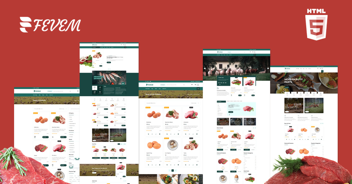 Fevem Butcher Meat Market HTML5 Ecommerce Website Template