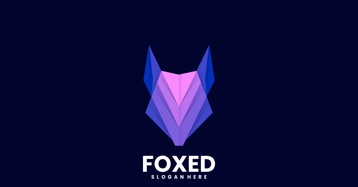 Fox Head Color Gradient Logo Template - TemplateMonster