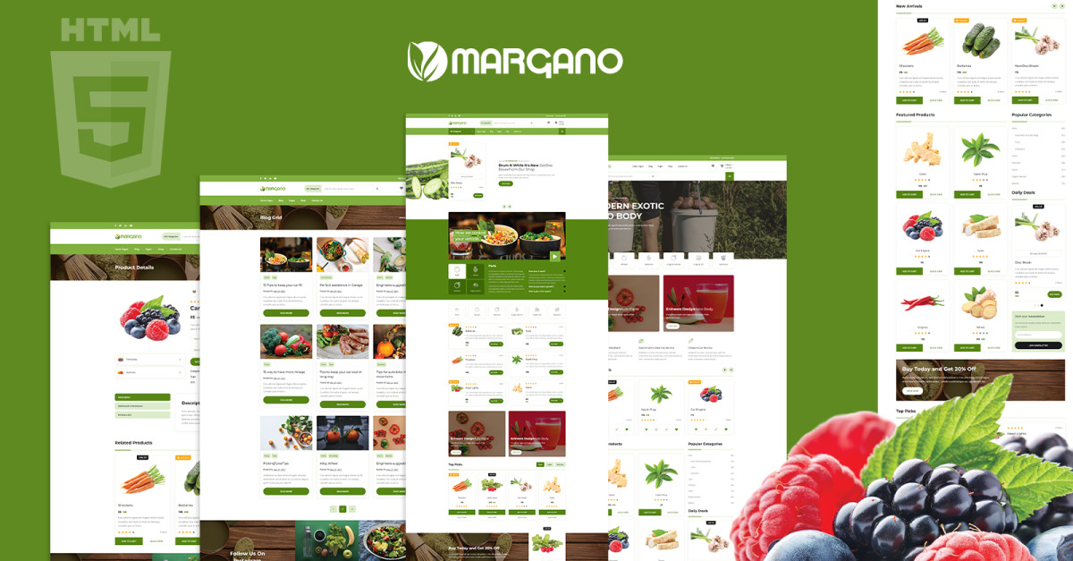 Margano Organic Fruits and Vegetables HTML5 Website Template