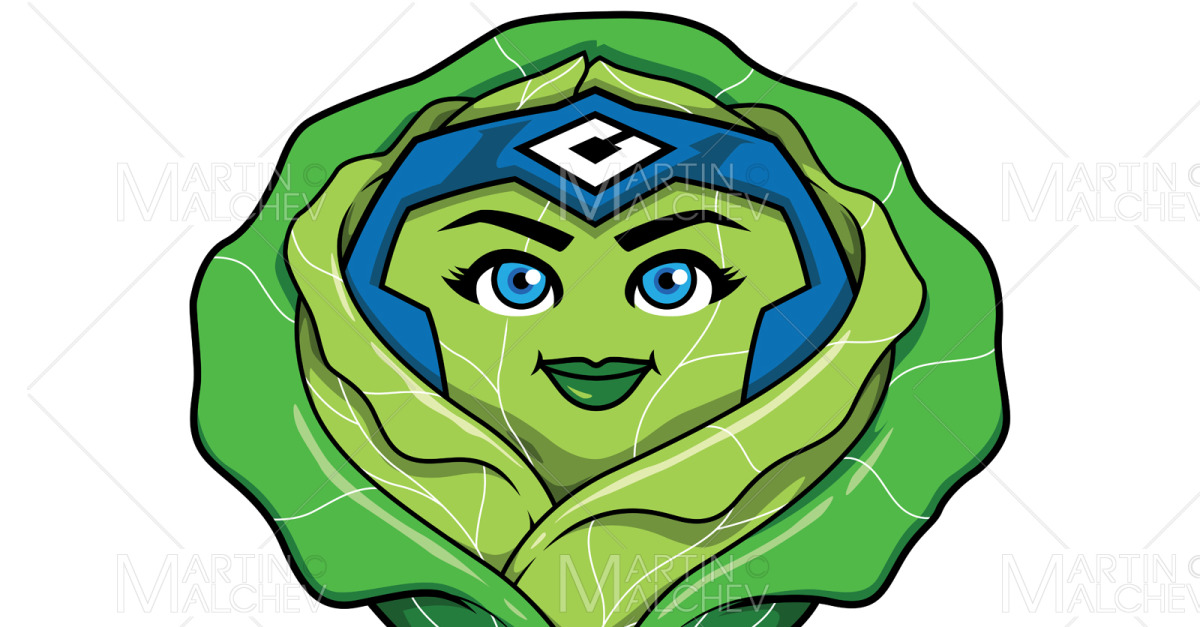 Cabbage Superhero Mascot Vector Illustration