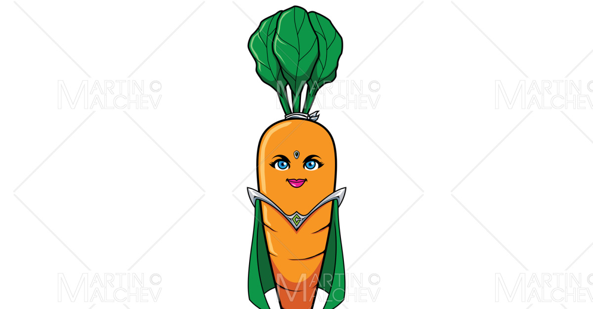 Carrot Superhero Mascot Vector Illustration - TemplateMonster