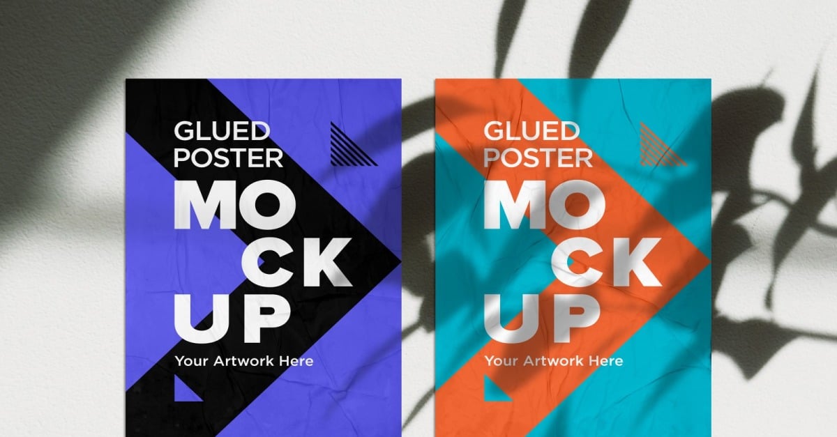 Crumpled Poster Mockup with shadow overlay effect