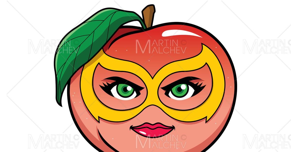 Peach Superhero Mascot Vector Illustration - TemplateMonster