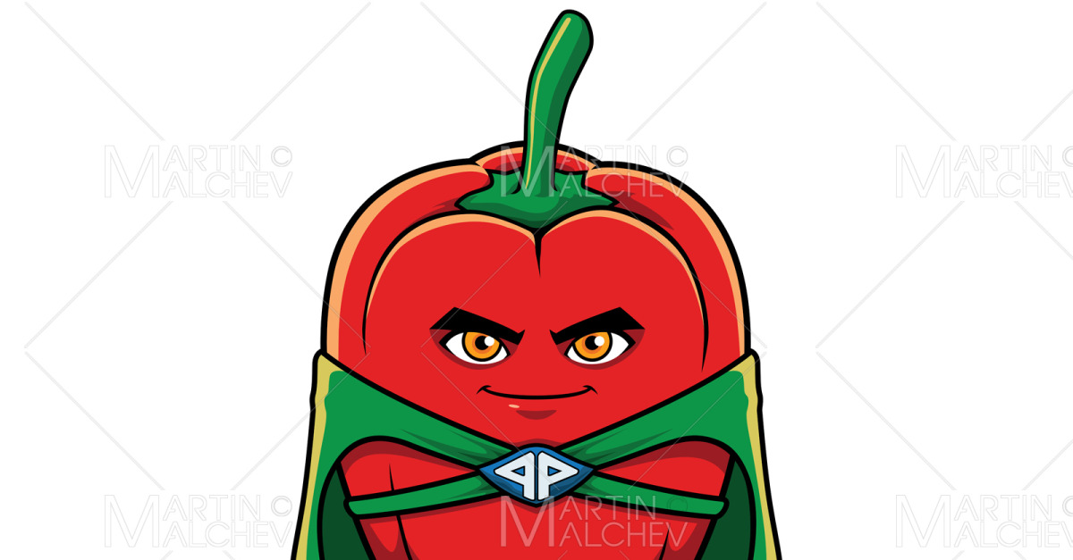 Pepper Superhero Mascot Vector Illustration - TemplateMonster